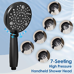 Alesco 10" Shower Heads with Handheld Spray Combo, 12" Extend Shower Arm with 3-Way Diverter Valve, High-Pressure Shower Head and 7-Setting Handheld Shower Head, Dual Shower Heads, Matte Black
