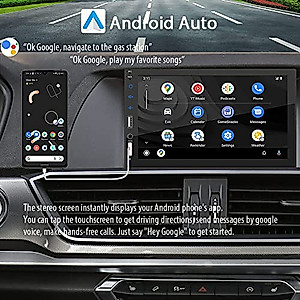 Double Din Car Stereo with Apple CarPlay/Android Auto/Mirror-Link, 7 Inch Touchscreen Radio Receiver with Bluetooth 5.1 Handsfree and Backup Camera, FM USB AUX RCA Audio Video Player