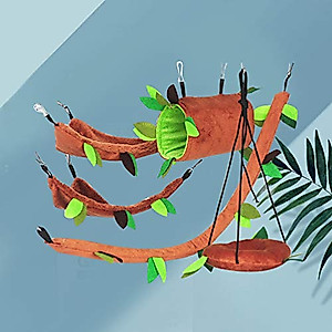PATKAW Hamster Swing Hammock Set 5pcs Guinea Pig Hammock Plush Small Animals Hanging Bed Hamster Cage Toy Leaf Hanging Tunnel and Swing for Playing Sleeping