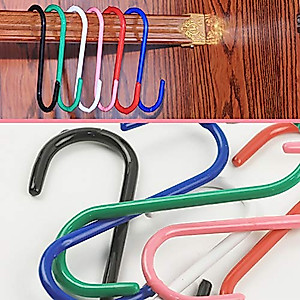 Wellmax 60PCS S Hooks for Hanging, Heavy Duty S Shaped Hooks, Colored Metal S Hook Set for Hanging Plants, Closet, Kitchen, Pot Rack, and pots and Pans. 5 inches Long and 6mm Thick