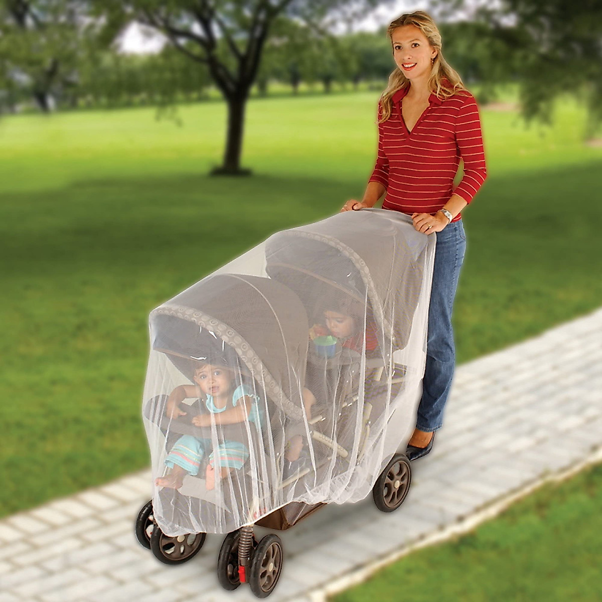 Jeep Double Stroller Mosquito Net, Tandem Stroller Net, Baby Net, Double Stroller Accessories, Mosquito Net for Baby Double Strollers, Tandem Stroller Bug Cover, White, Universal Size