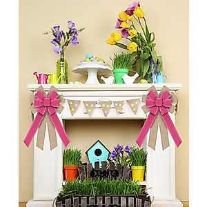 Estivaux Pink Wired Ribbons for Crafting, 2.5 Inch ×10 Yard Pink Burlap Ribbon Bows Wedding Easter Ribbon Holiday Craft Ribbon Birthday Wired Edge Ribbons for Gift Wrapping Decorations