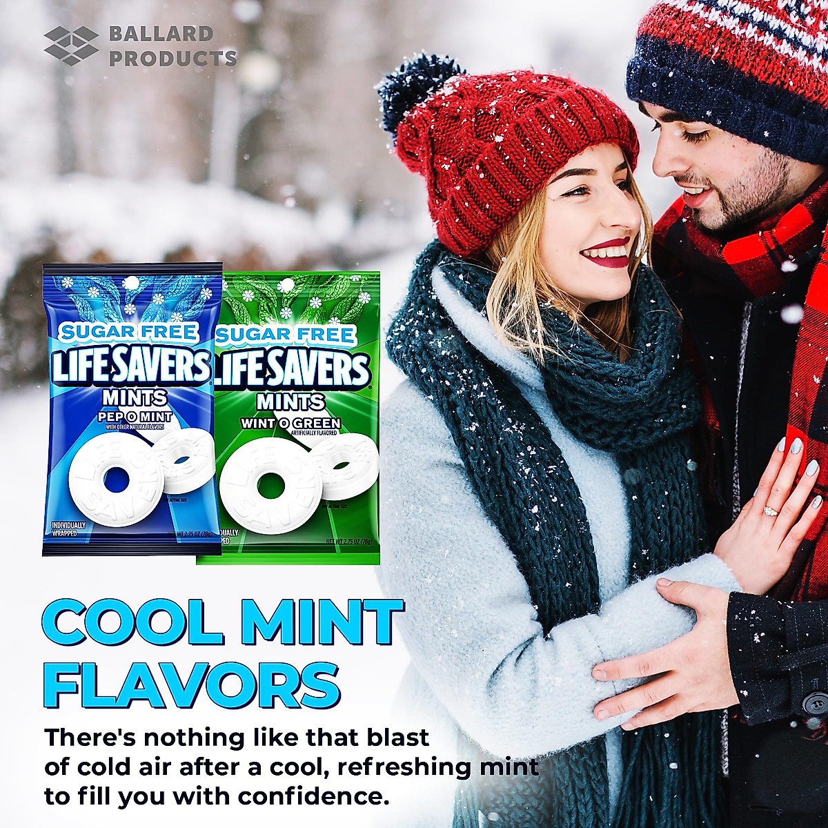 Sugar Free Lifesavers Mints Variety Pack - Sugar Free Lifesaver Mints - 2 Flavors - Life Savers Wint O Green and Life Savers Pep O Mint - Bundle with Ballard Products Pocket Bag (2 Pack)