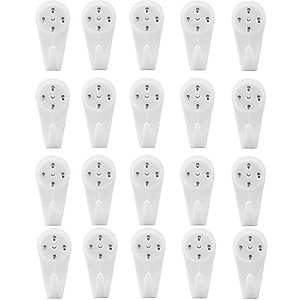erioctry 20PCS White Durable Non-Trace Wall Picture Hook Powerful Concrete Hard Wall Drywall Picture Hooks Hanging Hook for Picture Photo Frame Clock Hangers