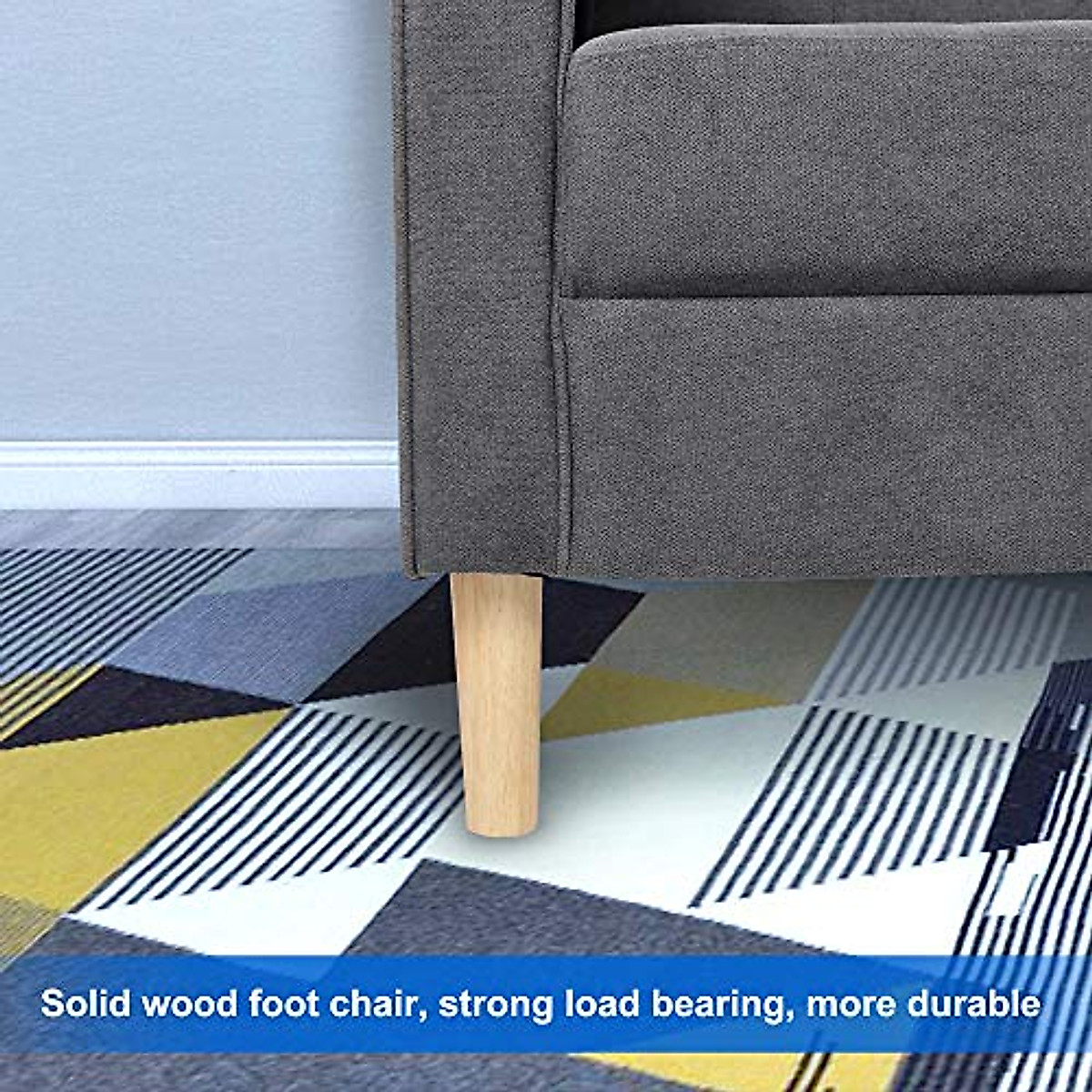 STHOUYN Mid Century Modern Upholstered Fabric Accent Chair with Arms Set of 2 Armchair Comfy Reading Chair for Living Room Studio Office Couch, Single Sofa Set Bedroom Grey