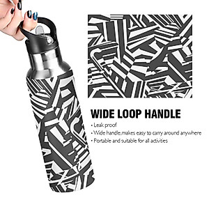 Dazzle Camouflage Water Bottle with Straw Lid Double Wall Thermos Bottle Vacuum Insulated Flask Stainless Steel Water Bottle for Gym Outdoor 35 OZ