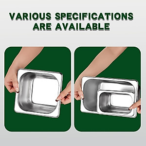 BAKPOCO Hotel Pan 1/9 Size - Steam Pan With Lid 4" Deep 4 Packs Food Pan Anti Jam Stainless Steel Buffet Pan Commercial Stainless Steel Pan