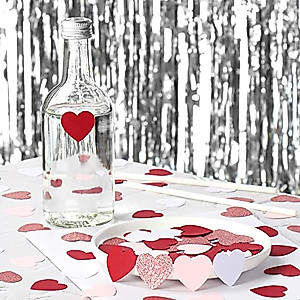 Rose-gold Pink Wine-Red Bachelorette Heart-Confetti - 300pcs Mothers Day PartyDecorations Glitter Paper Confetti Princess Tea Party Sweet 16 18 Birthday Table Decor Lasting Surprise