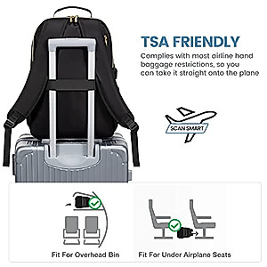 LOVEVOOK Laptop Backpack for Women, Large Capacity Travel Computer Work Bag with 17-inch Laptop Compartment, Business Nurse Backpack Purse, Hiking Outdoor Carry On Backpack, Black