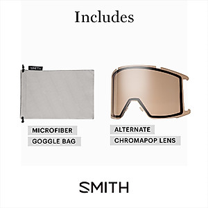 SMITH Squad XL Goggles with ChromaPop Lens – Performance Snowsports Goggles with Replaceable Lens for Skiing & Snowboarding – for Men & Women with Larger Faces – Black + Everyday Violet Mirror Lens