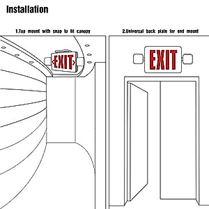 LED Exit Sign with Emergency Lights, LED Combo Emergency Light, UL Listed, Double Face, 2 Adjustable Heads, AC 120V/ 277V, Hardwired Red Emergency Exit Lights with Battery Backup