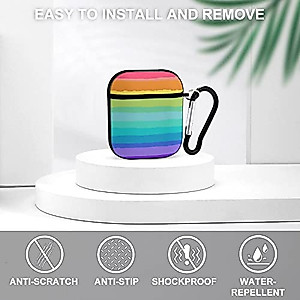 LGBT Rainbow Pride AirPods 2 & 1 Case Cover Gifts with Keychain, Shock Absorption Soft Cover AirPods 2 & 1 Earphone Protective Case for Men Women