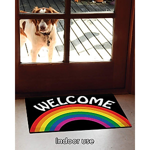 Toland Home Garden 800452 Welcome Rainbow Pride Door Mat 18x30 Inch Outdoor Doormat for Entryway Indoor Entrance