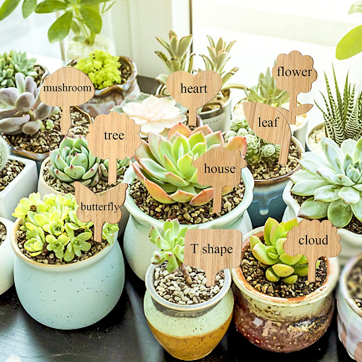 Elsjoy Bamboo Plant Labels Pack - 9 Stylish Eco-Friendly Garden Markers