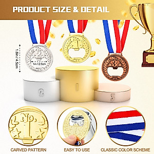 Honeydak Medal Shaped Flat Bottle Opener Winner Award Metal Wine Beer Opener Gold Silver Copper Medal Olympic Trophy Opener with Neck Ribbon for Bar Bartender Men Kitchen Restaurant Party (18 Pieces)