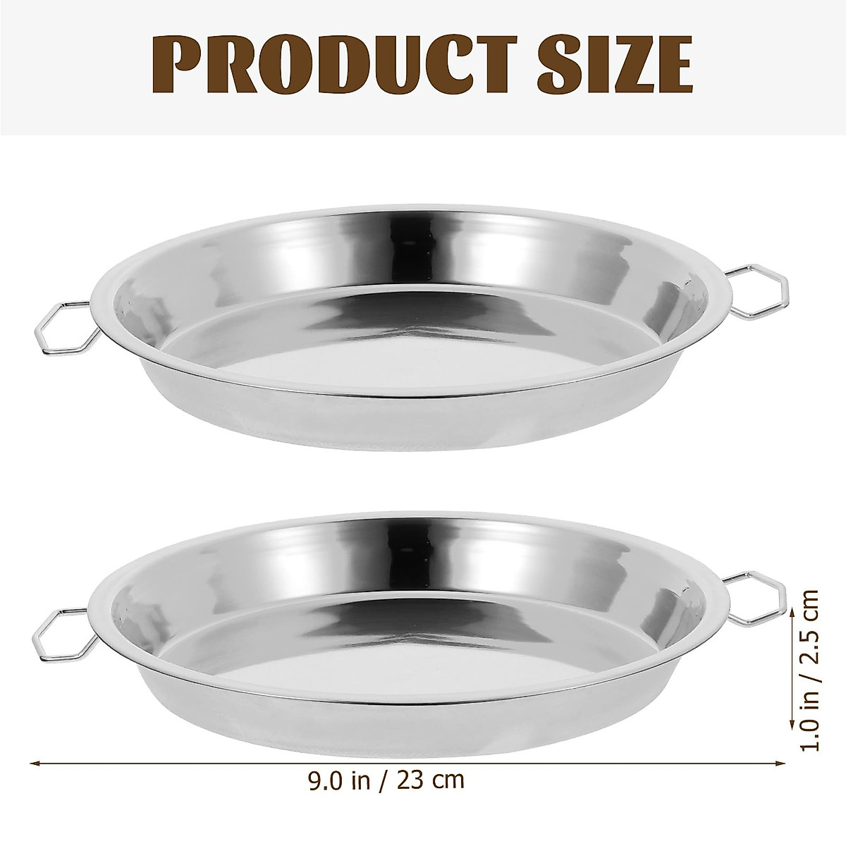Luxshiny 2PCS Stainless Steel Roasting Pan, Pizza Cake Baking Tray Round Roaster Pan Stainless Steel Drip Pan for Turkey Baking,Roast Chicken