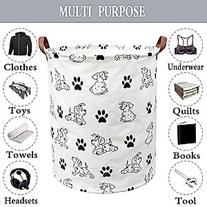 BOOHIT Storage Baskets,Canvas Fabric Laundry Hamper-Collapsible Storage Bin with Handles,Toy Organizer Bin for Kid's Room,Office,Nursery Hamper, Home Decor (Puppies)