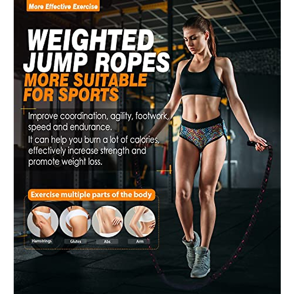 Weighted Jump Rope for Fitness - 3LB Heavy Jump Ropes for Exercise, Weighted Adult Skipping Rope for Women & Men, Workout Battle Rope For Gym Training, Home Workout,Total Body Workouts