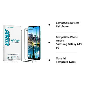 HPTech (2 Pack) Designed For Samsung Galaxy A13 5G Tempered Glass Screen Protector, Easy Installation, Bubble Free, Case Friendly