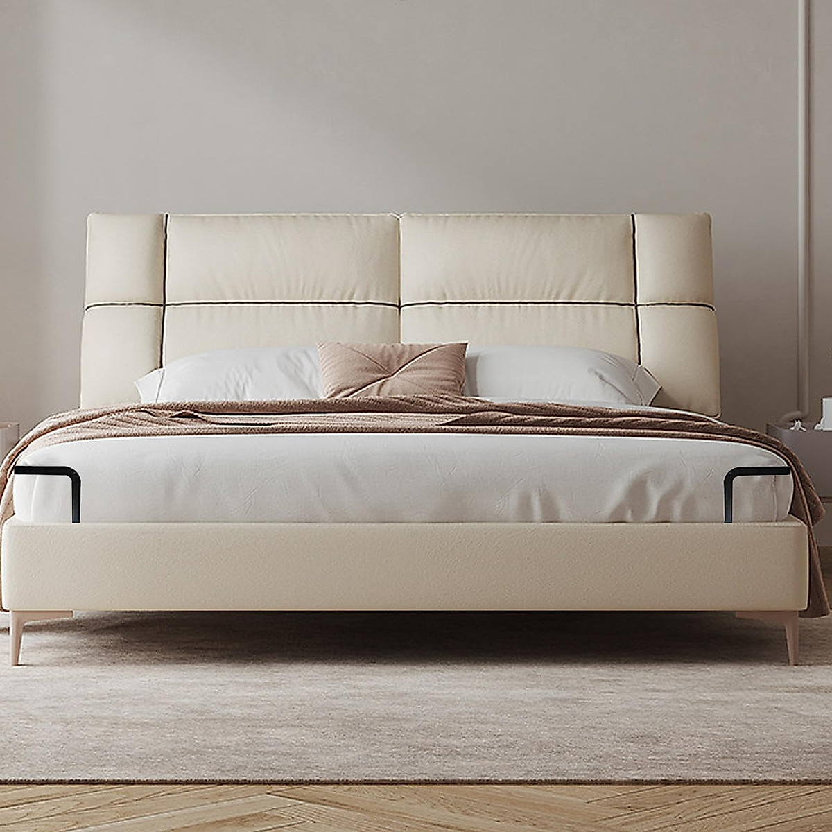 Mattress Stopper - 2 Metal Mattress Holder in Place with 8 Screws | Sturdy Murphy Bed Kit, Strong Anti Slip Mattress Gripper for Bed Frame, Adjustable Beds, Foot of Beds