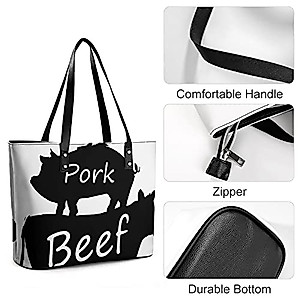Womens Handbag Farm Animal Silhouettes Leather Tote Bag Top Handle Satchel Bags For Lady