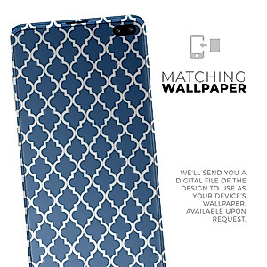DesignSkinz Navy & White Seamless Morocan Pattern Protective Vinyl Decal Wrap Skin Cover Compatible with The Samsung Galaxy S20 (Screen Trim & Back Glass Skin)