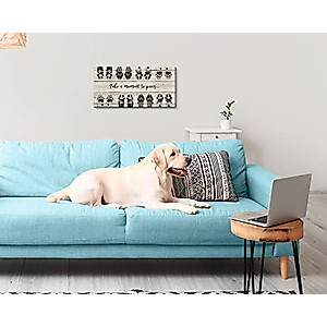 ARTINME Dog Lover Sign Wall Decor ,Take A Moment To Paws sign Pet Paw Print Artwork Footprints Canvas Wall Art ,Framed Animal prints Puppy Gifts for Front Door home decoration (Black)