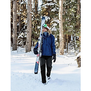 TBMPOY Women's Ski Windproof Waterproof Snow Pants Outdoor Hiking Fleece Lined softshell Pants Black S