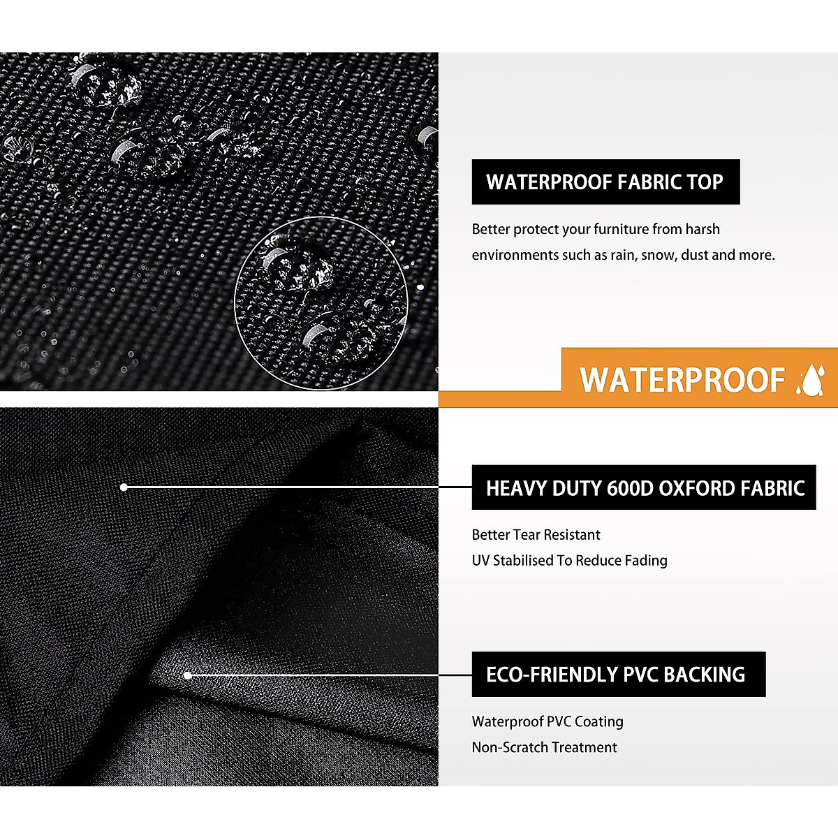 Dokon Heavy Duty Stackable Patio Chair Covers Waterproof Outdoor Chair Cover Anti-UV Patio Furniture Covers with Air Vent, Fits for 4-6 Stackable Dining Chairs (33.5"L x 25.5"W x 45"H) - Black