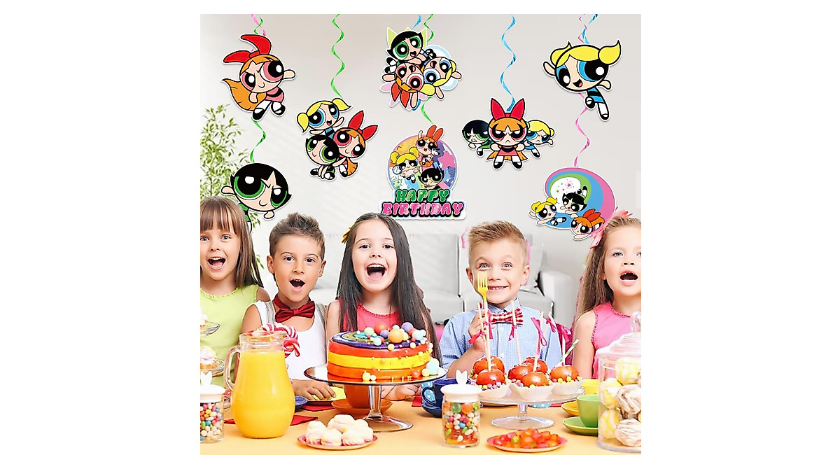 Power Girls Birthday Decorations - 16pcs Party Swirls