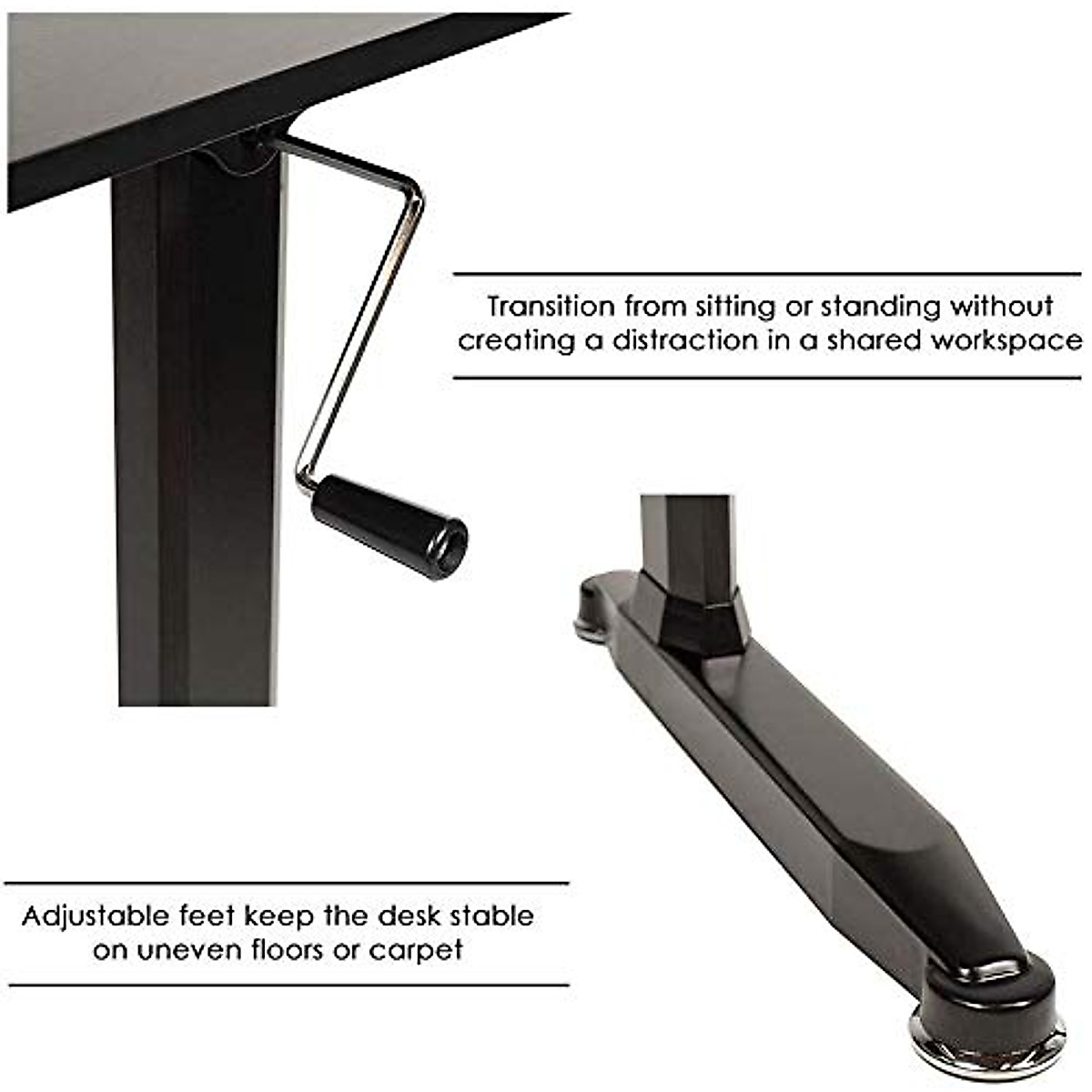 Adjustable Standing Desk, Computer Desk Height Converter Desk Computer Workstation Large Desktop Stand Up Desk Laptop Sit-Stand Desk Fit Dual Monitor for Home Office,Black (47.2'')