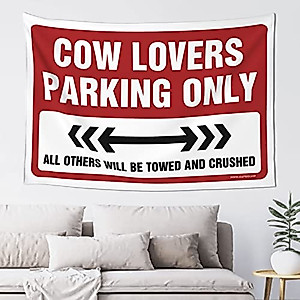Man Cave Rules Cow Lovers Parking Only Tapestry Space Decor Vintage Decor (Size : 75X100CM)