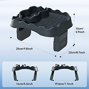 Anivia Hot Tub Table Tray, Adjustable Hot Tub Side Table, Nonslip Drink Caddy with 2 Cup Holders, Keep Snacks-Drinks Handy and Dry, Fits Inflatable Spa/Pool/Bathtub Hot Tub Accessories (Dark Grey)