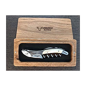 Laguiole En Aubrac Sommelier Waiter's Corkscrew, Zebu Bone Handle, Wine Opener With Foil Cutter & Bottle Opener