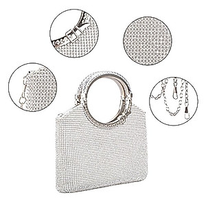 BAGLAMOR Women's Handbag Crystal Rhinestone Bag Evening Bags Wedding Clutch Purse (Silver #1)