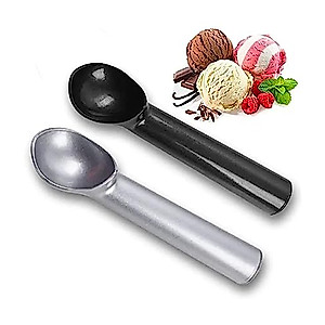 KHADLAN Ice Cream Scoop, Anti Freeze, Non-Stick Aluminium material - 7 inches (Black)