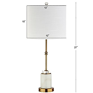 JONATHAN Y JYL5003A-SET2 Set of 2 Table Lamps Harper 27" Marble/Crystal LED Table Lamp Modern Contemporary Bedside Desk Nightstand Lamp for Bedroom Living Room, White/Brass Gold