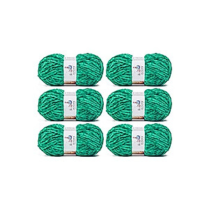 YUYOYE Chenille Yarn for Crochet and Knitting, Velvet Yarn, Fruit Green,40-6pack