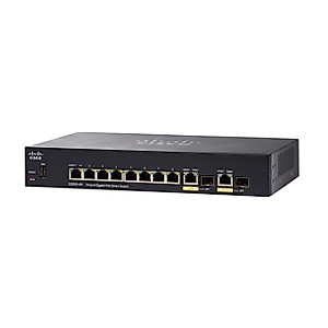 Cisco SG250-10P Smart Switch with 10 ports Gigabit Ethernet (GbE) Ports, 2 Gigabit Ethernet Combo SFP, 62W PoE, Limited Lifetime Protection (SG250-10P-K9-NA)