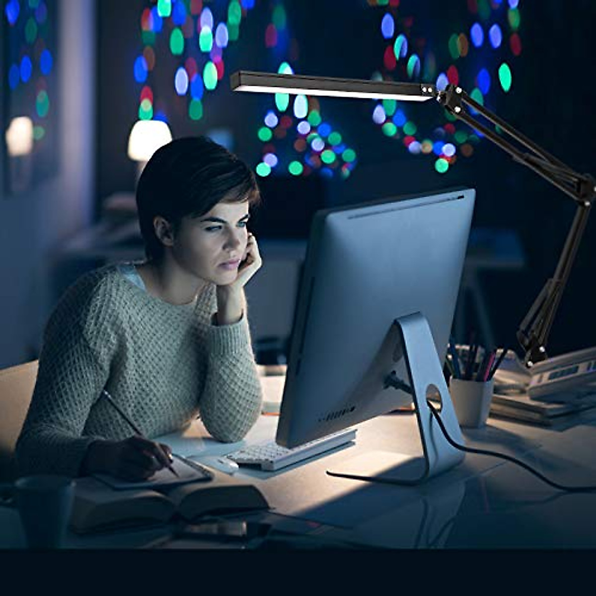 weishan Manicure Table Light, Nail Lamp with Clamp, 10W LED, Swing Arm - lampara para hacer uñas de mesa