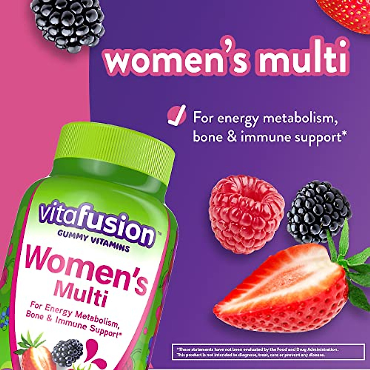 vitafusion Women’s Daily Gummy Multivitamin: vitamin C & E, Delicious Berry Flavors, 150ct (75 day supply), from America’s number one Gummy Vitamin Brand