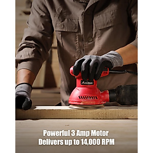 AVID POWER Orbital Sander 3.0 Amp 5 Inch Electric Sander Tool 6 Variable Speeds Random Orbit Sander for Woodworking, 7000-14000 RPM, 12 Pcs Sandpapers