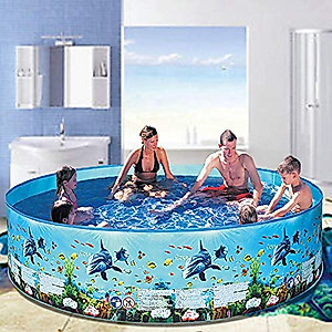 ZHKGANG Home Family Pool Children's Garden Water Swimming Pool Without Tube Plastic Ocean Round Outdoor Pool,Blue-18338cm