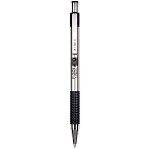 Zebra Pen F-301 Retractable Ballpoint Pen, Stainless Steel Barrel, Fine Point, 0.7mm, Assorted Ink, 4-Pack