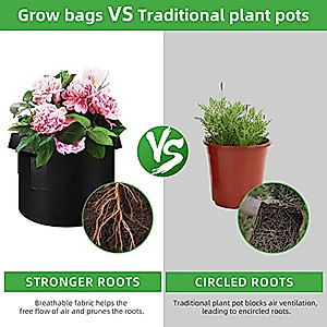 WHATWEARS 12-Pack 10 Gallon Plant Grow Bags, Thickened Nonwoven Fabric Pots with Handles, Vegetable Planter Bags Containers, Cloth Planters for Garden Vegetable/Flower/Plant/Fruits Outdoor (Black)