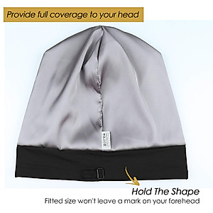 Black Slouchy Beanie Headwear Lightweight Bamboo Satin Night Sleep Turban Satin Caps for Natural Hair