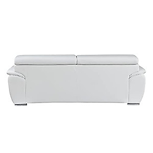 Blackjack Furniture 4571 Veal Collection 2 Piece Genuine Leather Sofa Set for Living Room, Modern Couch and Loveseat with Lumbar Support and Large Adjustable Headrests, 2+3 Seater, White