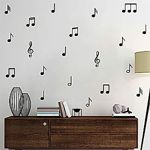 Baby Nursery Wall Decals Music Note Pattern Sticker for Kid's Bedroom Music Lover Decorate Wall Art Decal Baby Girl Boys Room Decor BK007 (Black)