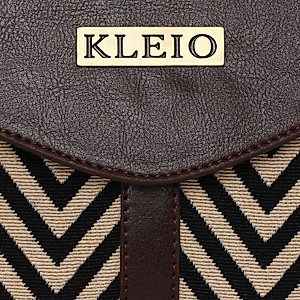 KLEIO Women's Pu Leather Jacquard Crossbody Side Sling Handbag Black