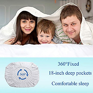 Wamsound 100% Waterproof Twin Size Mattress Pad,Quilted Fitted Mattress Cover,Deep Pocket Hollow Microfiber Alternative Filling Super Soft and Breathable Cooling Mattress Topper Skin-Friendly,18“